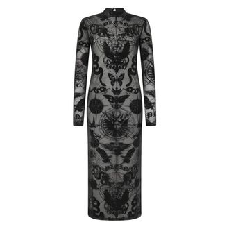 Philipp Plein Open Back Maxi Kleid Flock Butterfly Tattoo - - Dresses - Damen - Schwarzk - XL
