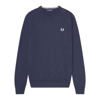 Fred Perry Rundhals-Strickpullover K9601 608 - - Knitwear - Herren - Blau - L