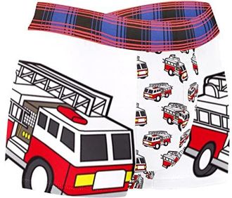 Generic Cale&ccedil;on respirant pour homme - Boxer personnalis&eacute; - Motif camion de pompiers - Blanc, multicolore, S-M