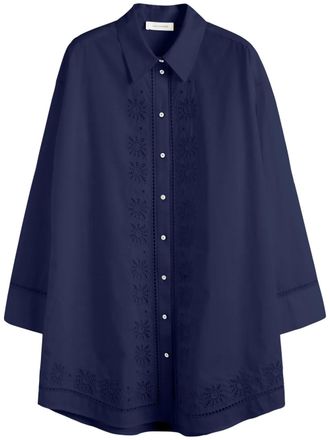 Chinti and Parker robe-chemise à broderie anglaise - Bleu