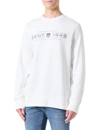 GANT Herren Graphic C-Neck Sweat Sweatshirt, Eggshell, XXL
