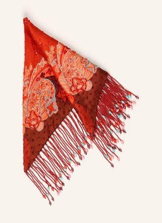 Etro Etro Dreieckstuch Aus Seide Mit Pailletten rot