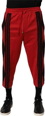 Dolce & Gabbana Homme, Pantalons, Rouge, Taille: XL Pantalon Corsaire D&eacute;contract&eacute; Brod&eacute;