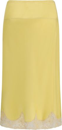 Saint Laurent Satin with Lace Inserts Skirt - Yellow