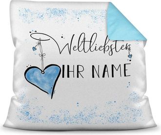 Tassendruck Familie-Kissen mit Spruch für den Weltliebsten -Name- Kissenbezug inklusive Kissen/Personalisiert/Individuell/Selbst-Gestalten/Geschenk-Idee/Liebling/