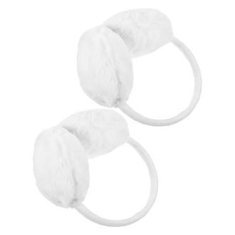BESTONZON Lot de 2 Cache-Oreilles Thermiques en Fausse Fourrure Blanche Doux et Chauds pour Femmes Protection DHiver Confortable pour Activités Extérieures et V