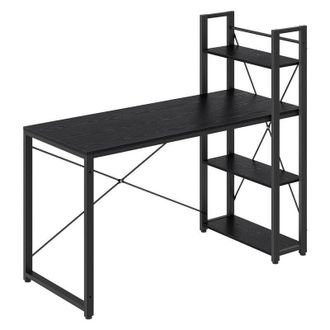 Vasagle Bureau avec &Eacute;tag&egrave;res R&eacute;versible &agrave; Gauche ou &agrave; Droite, Longueur 137,2 cm, Table dOrdinateur, pour Bureau &agrave; Domicile, Montage Facile, Noir