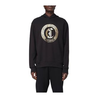 Just Cavalli Homme, Sweatshirts et sweats à capuche, Noir, Taille: XL Sweat à Capuche Logo Or Imprimé Graphique