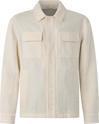 Herno Homme, Chemises, Beige, Taille: L Veste classique l&eacute;g&egrave;re blanc cr&egrave;me avec col et poches