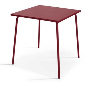 Oviala Table de jardin carr&eacute;e en m&eacute;tal 70 cm 4 places pourpre - Palavas