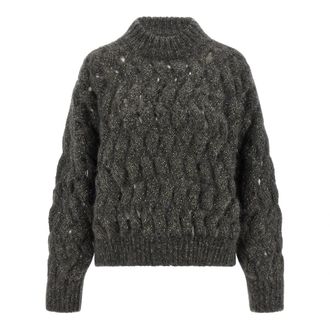 Brunello Cucinelli Pullover mit Wellenmuster - - Knitwear - Damen - Grau - 2XL