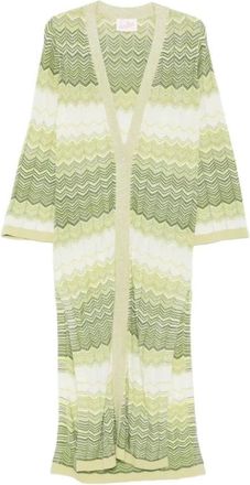 MC2 Saint Barth Femme, Pulls, Vert, Taille: 40 FR Tonia Gilet M&eacute;tallis&eacute; en Maille Chevron