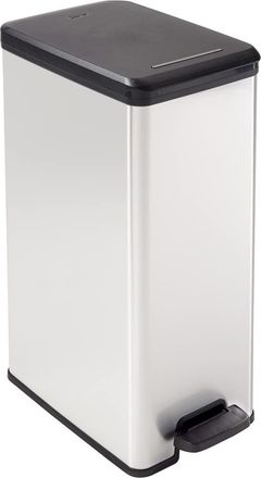 Curver 02340-582-00 Deco Abfalleimer Slim 40 L, Plastik, schwarz/Silber metallic, 39,29 x 25 x 60,7 cm