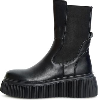 Cesare Gaspari Femme, Chaussures, Noir, Taille: 39 EU Bottines Chelsea &agrave; plateforme avec semelle c&ocirc;tel&eacute;e - Noir