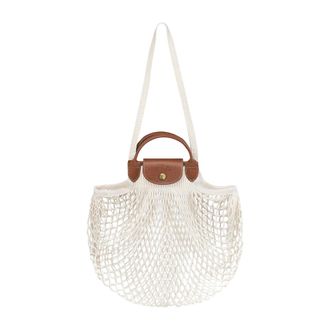 Longchamp Femme, Sacs, Blanc, Taille: ONE Size Le Pliage Filet L Mesh Bag