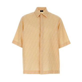Fendi Wei&szlig;es Hemd mit Kurzen &Auml;rmeln - - Shirts - Herren - Braun - M