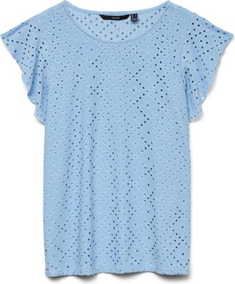 Vero Moda Damen Vmtassa Sl Frill Top Noos, Airy Blue, XS
