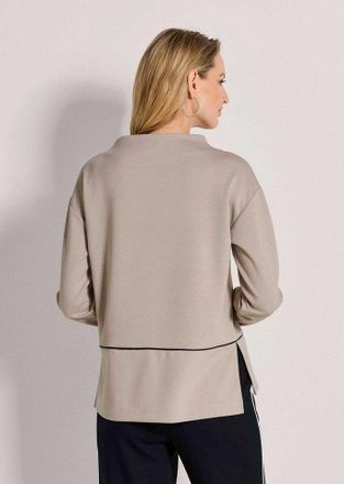 Madeleine Langarmshirt Sportives Sweatshirt mit Stehkragen &Uuml;berschnittene Schultern, Kontrastpaspelierung & Seitenschlitze