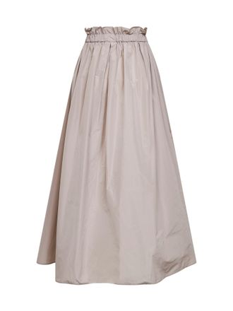 Herno Womens Long Techno Taffeta Skirt Pearl Grey Polyester