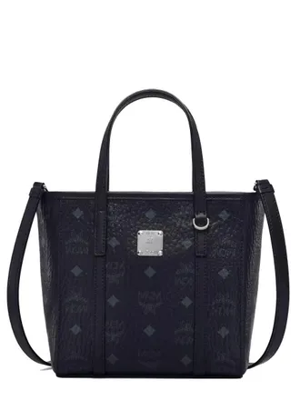 MCM Womens Mini Tote Black Polyurethane Handbags Hand Bags