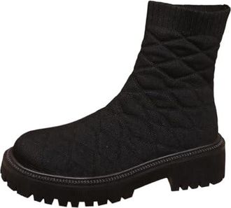 Generic Bottines Chelsea en tricot extensible pour femme - &Eacute;l&eacute;gantes - Bout rond - Respirantes - Talon bas - Antid&eacute;rapantes - Confortables - Large largeur - P