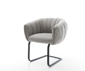 DELIFE Freischwinger Jada-Flex Strukturstoff Soft Grau Freischwinger flach Schwarz Taschenfederkern, Esszimmerst&uuml;hle