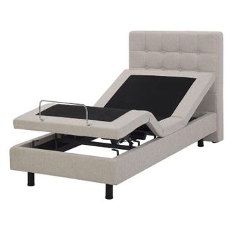Beliani Bett verstellbar Stoff DUKE 90 x 200 cm Beige