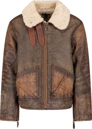 Polo Ralph Lauren Leder- Und Shearling-Bomberjacke
