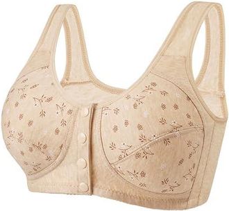 Generic Soutien-gorge en dentelle pas cher avec boutonni&egrave;re sur le devant, bonnets gainants, bandouli&egrave;re r&eacute;glable, grande taille, kaki, 46