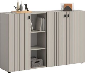 ebuy24 Station Schuhschrank 3 T&uuml;ren, 3 Regalb&ouml;den Kaschmir Dekor