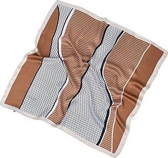 Generic Foulards rectangulaires en soie pour femme - Motif tendance - Grand foulard carr&eacute; en satin - Lunettes - Oreilles, marron, taille unique