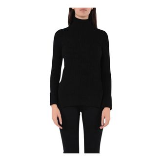 Akep Gerippter Rollkragenpullover - - Knitwear - Damen - Schwarzk - M