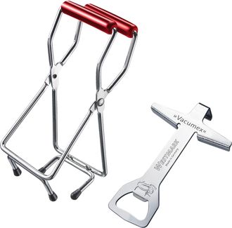 Westmark Set, 2tlg.: 1 Schraubdeckel&ouml;ffner + 1 Glasheber, Hochwertiger Kunststoff/Stahl, Vacumex, Silber/Rot, 105322E6