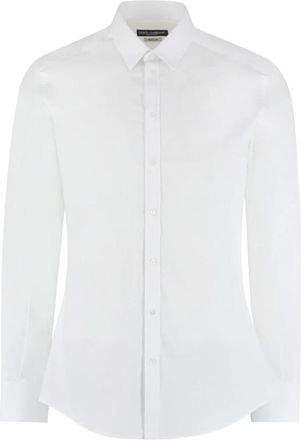 Dolce & Gabbana Homme, Chemises, Blanc, Taille: M Chemise Gold-fit en coton stretch