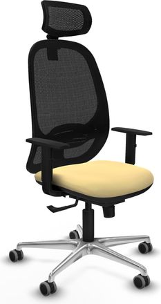 Piqueras y Crespo Schreibtischstuhl mit Rollen aus Parkett mit 1D-Armlehnen, h&ouml;henverstellbare Lendenwirbelst&uuml;tze und h&ouml;henverstellbares Kopfteil, in der H&ouml;he und Neigu