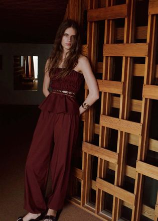 Mango Top coton fronc&eacute; orange br&ucirc;l&eacute; - Femme - XXS - MANGO