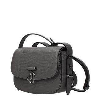 Jimmy Choo London Womens Gray Leather Shoulder Bag