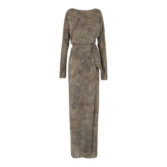 Cortana Seiden-Wickelkleid mit abstraktem Print - - Dresses - Damen - Grau - L