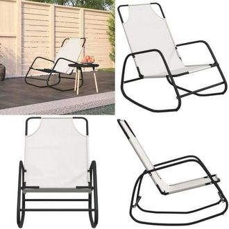 vidaXL Vidaxl - Chaise longue &agrave; bascule cr&egrave;me acier et textil&egrave;ne - Chaise Longue - Transats - Fauteuil De Jardin - Relax - Bain De Soleil - Home & Living