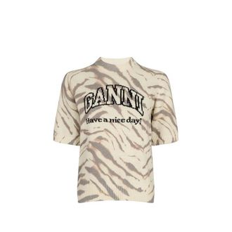 Ganni Pull &agrave; motif en laine m&eacute;lang&eacute;