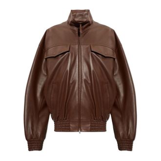 Balenciaga Lederjacke mit Stehkragen - - Jackets - Herren - Braun - L