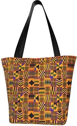 AOOEDM Sac fourre-tout r&eacute;utilisable en treillis dart africain femmes sac &agrave; main d&eacute;contract&eacute; sacs &agrave; bandouli&egrave;re pour faire les courses &eacute;picerie voyage &agrave; lext&eacute;