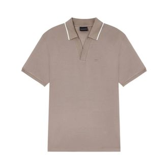 Emporio Armani Homme, Tops, Vert, Taille: 2XL Polo en piqu&eacute; &agrave; col en V