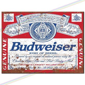 Signs 2 All Metallschilder - Budweiser Logo. Man Cave Blechschild zum Aufhängen, Wandschild für Küche, Schuppen, Garage. Mittel (20 x 15 cm)