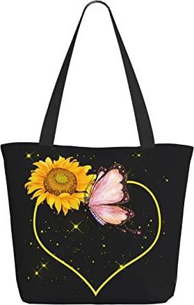 AOOEDM Flower Butterfly And Love Ladies Shopping Bag 13x11x7in.Le cadeau parfait pour la Saint-Valentin.Cest de la Saint-Valentin pour maman, fille, &eacute;pouse, 