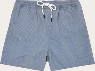 Knowledge Cotton Apparel Herren vegan Badeshorts Mid Thigh Seersucker Vintage Indigo