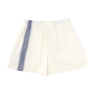 J.W.Anderson Shorts en lin m&eacute;lang&eacute; &agrave; cordon de serrage - Femme - Shorts - Blanc - Taille: 40 FR