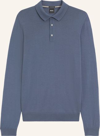 HUGO BOSS Strick-Poloshirt Lancione blau