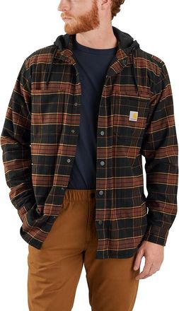 Carhartt Work in Progress Herren Standard Rugged Flex Relaxed Fit Flanell Fleece Gef&uuml;ttert Kapuzenshirt Jac, Schwarz