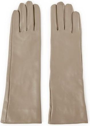 Samsøe & Samsøe Lange Handschuhe in Schafleder - Beige